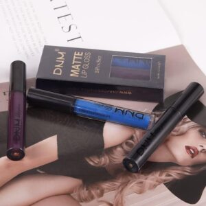 evpct 3Pcs Dark Blue Black Purple Matte Lip Liner and Liquid Lipstick Stain Makeup Set Long Lasting Smudge Proof Dnm Permanent Lipstick 24 Hours Original 24h Lip Liner