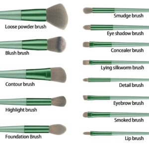 Muhuabeuaty 23 pcs Makeup Brushes Set with Beauty Blender, Foundation Brush Eyeshadow Concealers Powder Brushes, 4 pcs Boxed Makeup Sponges for Professional Makeup Kits (Middle Size, Green)