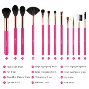 Makeup Brushes 12Pcs Makeup Kit,Foundation Powder Brush Eyeshadow Brush Concealers Blush Face Make up Brushes Set with Premium Premium Gift Box(12Pcs,Rose Red)