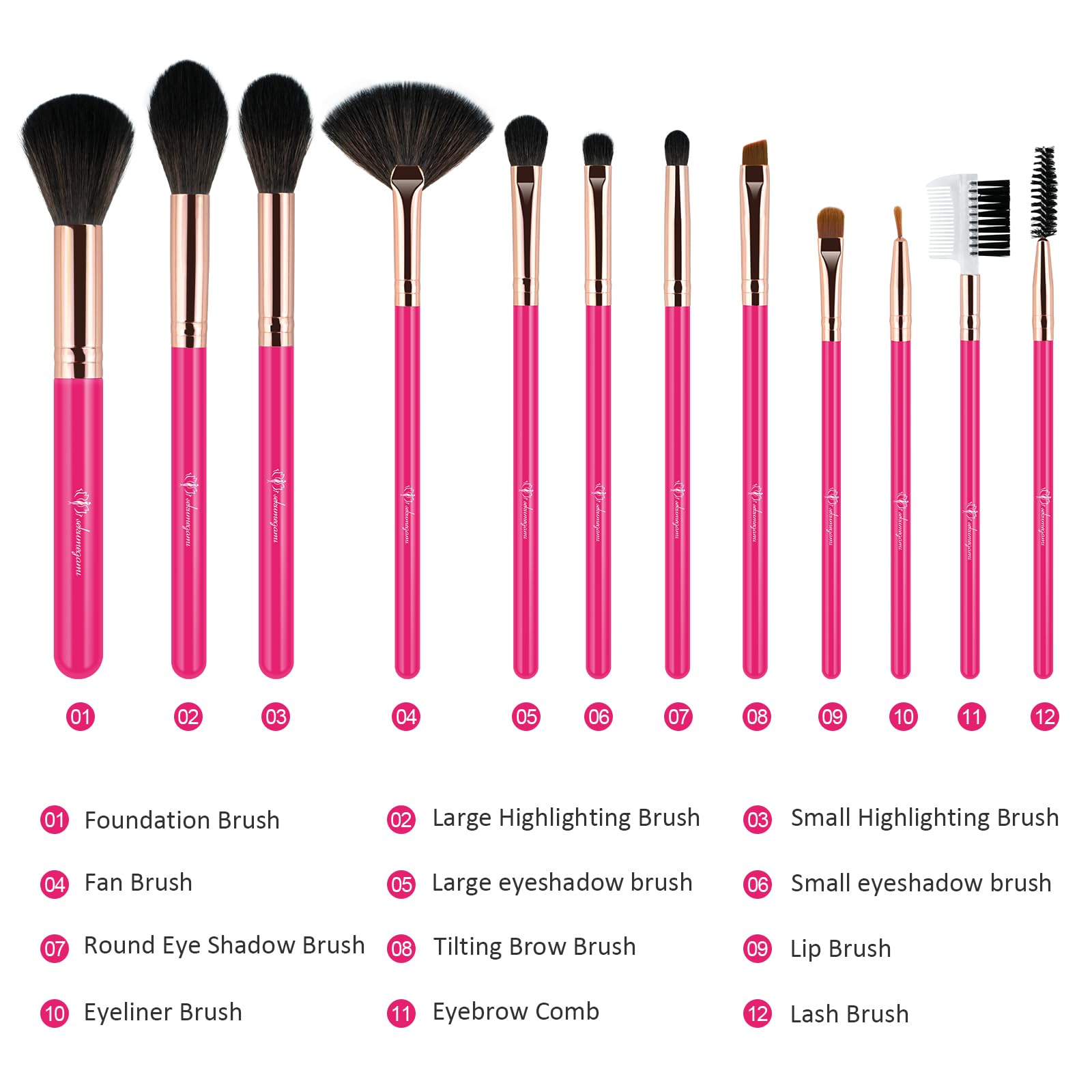 Makeup Brushes 12Pcs Makeup Kit,Foundation Powder Brush Eyeshadow Brush Concealers Blush Face Make up Brushes Set with Premium Premium Gift Box(12Pcs,Rose Red)