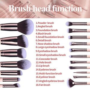 BS-MALL Makeup Brushes Premium Synthetic Foundation Powder Concealers Eye Shadows 18 Pcs Brush Set with 5 sponge & Holder Sponge Case (A-Pink)