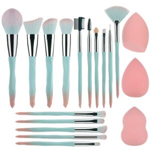 111 pink blue gradient makeup brushes and makeup sponges set makeup brushes set natural synthetic eye shadow foundation make-up brush set professional makeup brush and tool accessories………