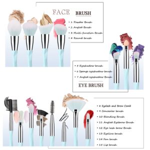 111 Pink blue gradient makeup brushes and makeup sponges set makeup brushes set natural synthetic eye shadow foundation make-up brush set professional makeup brush and tool accessories………