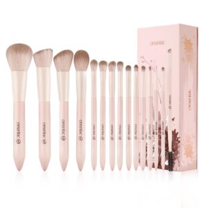 omaniac makeup brushes set (15pcs), premium synthetic powder concealers eye shadows blush professional make up brushes set, perfect birthday gifts for women.(pink)