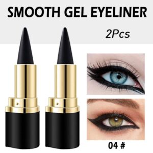 Kaely 2Pcs Black Gel Eyeliner Pencil Set,Natural Cream Eye Liner Waterproof Smudge Proof,Cat Eye Black Smokey Eyeshadow Palette Stick Crayon,Goth Halloween Makeup,delineador de ojos contra el agua