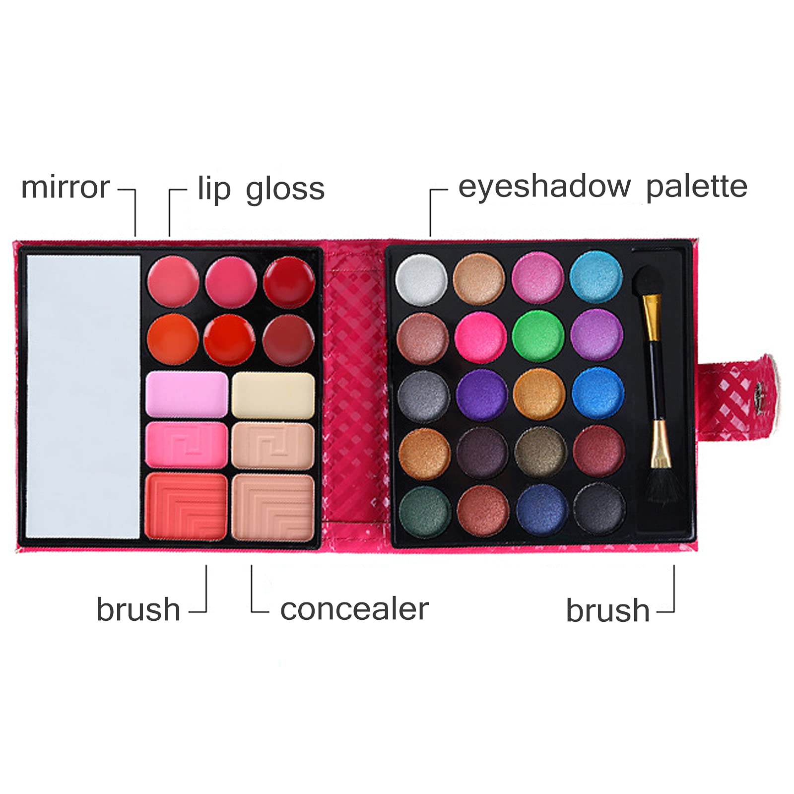 VolksRose Professional All In One Makeup Kit Colorful 20 Eyeshadow, 6 Lip Glosses 3 Blushers 2 Powder 1 Concealer 1 Mirror 1 Brush, Long Lasting Beauty Full Makeup Set, Present Gifts for Girls Women