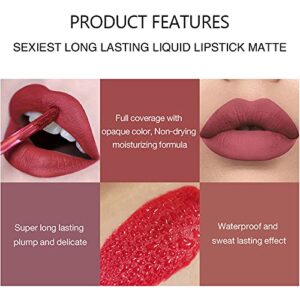 BestLand 6Pcs Matte Liquid Lipstick Makeup Set, Matte liquid Long-Lasting Wear Non-Stick Cup Not Fade Waterproof Lip Gloss (Set C)