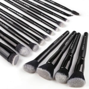 zoreya makeup brushes 15pcs makeup brush set premium synthetic powder foundation contour blush concealer eye shadow blending liner make up brush kit