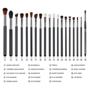 Professional Eye Shadow Makeup Brush Set, COSHINE 19pcs Eye and Lip Premium Synthetic Cosmetic Brushes Kit