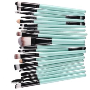 KOLIGHT® 20 Pcs Pro Makeup Set Powder Foundation Eyeshadow Eyeliner Lip Cosmetic Brushes (Black+Green)