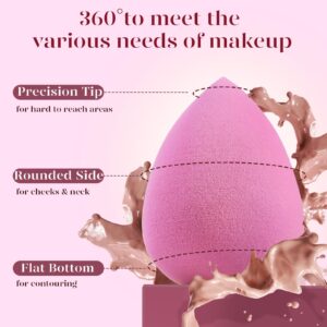 BEAKEY Makeup Sponge Set of 6, Makeup Sponges for Foundation, Liquid, Cream and Powder, Pink Beauty Sponge for Blending, 0 Latex Blender, Ideal Gifts