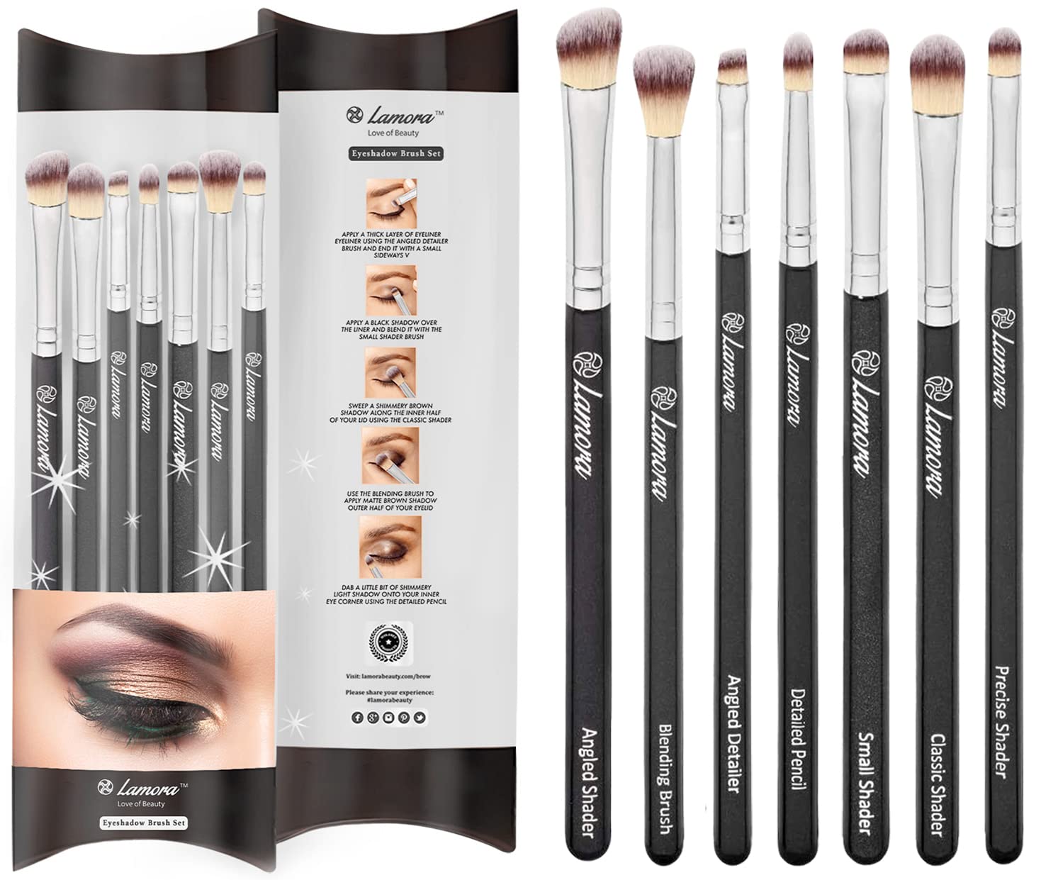 Eye Makeup Brushes Eyeshadow Brush Set - 7pcs Soft Synthetic Brush Kit - For Blending Eyeshadow, Eyeliner, Crease, Eyebrow - Long Lasting, Apply Better, Flawless Look Makeup