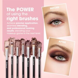 Eye Makeup Brushes Eyeshadow Brush Set - 7pcs Soft Synthetic Brush Kit - For Blending Eyeshadow, Eyeliner, Crease, Eyebrow - Long Lasting, Apply Better, Flawless Look Makeup