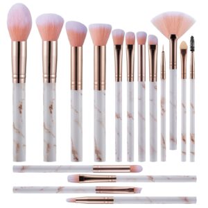 16pcs marble makeup brushes set premium synthetic face eye lip make up brush kits for foundation, powder,eyeshadow,eyebrow,eyelash,eyeliner,blending,concealer,contour,highlight