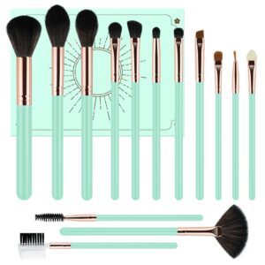 makeup brushes set,foundation powder brush eyeshadow brush concealers blush face professional make up brushes kit with gifts box for woman(blue,14pcs)