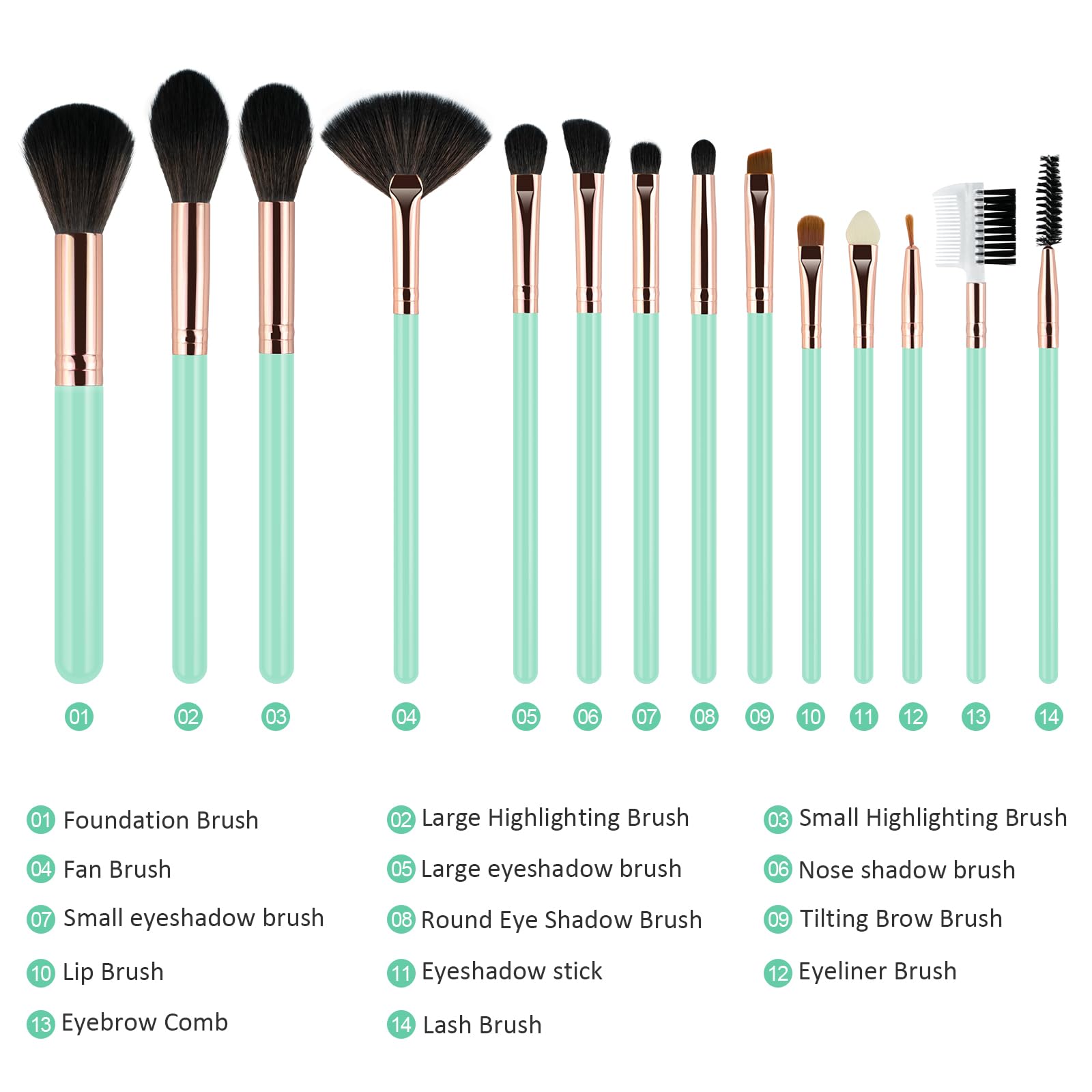 Makeup Brushes Set,Foundation Powder Brush Eyeshadow Brush Concealers Blush Face Professional Make up Brushes Kit with Gifts Box for Woman(Blue,14Pcs)