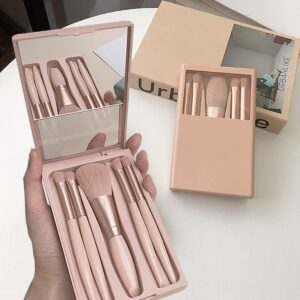 Travel Size Makeup Brushes Set, Easy-taken Mini Makeup Brush Set with Case and Mirror, Small Complete Function Cosmetic Brushes Kit Perfect for On The Go (Apricot)