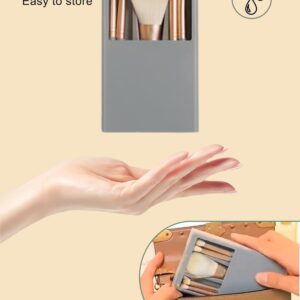 Travel Size Makeup Brushes Set, Easy-taken Mini Makeup Brush Set with Case and Mirror, Small Complete Function Cosmetic Brushes Kit Perfect for On The Go (Apricot)