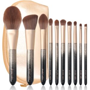 enzo ken natural hair makeup brush set professional, sable makeup brushes set with case, natural hair brushes makeup set, glitter make up brushes set professional, natural makeup brushes - orra, black