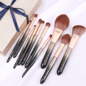 ENZO KEN Natural Hair Makeup Brush Set Professional, Sable Makeup Brushes Set with Case, Natural Hair Brushes Makeup Set, Glitter Make up Brushes Set Professional, Natural Makeup Brushes - ORRA, Black