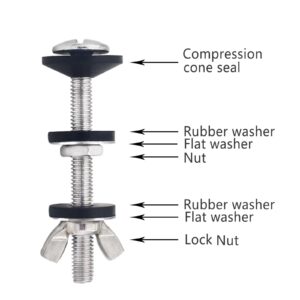 Universal Toilet Tank to Bowl Gasket Repair Kit, 2 Pcs Gasket and 4 Sets 5/16 * 3.15 inch Stainless Steel Heavy Duty Rustproof Bolt Hardware Kits,Fits 3-Inch 3.5-Inch Flush Valve Opening.