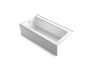 kohler k-847-0 bellwether 66-inch x 32-inch alcove bath with integral apron and left hand drain, white