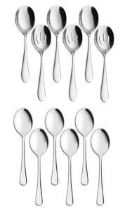 serving spoons x 3, slotted spoons x 3, x-large 9.8 inches serving spoon x 6, stainless steel serving spoons set for buffet can banquet cooking kitchen basics