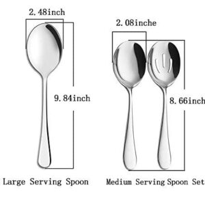 Serving Spoons x 3, Slotted Spoons x 3, X-Large 9.8 Inches Serving Spoon x 6, Stainless Steel Serving Spoons Set for Buffet Can Banquet Cooking Kitchen Basics