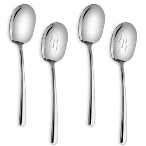 soleader x-large serving spoons set, 12 inch slotted spoon and serving spoon, premium spoons silverware, cooking spoon,pasta spoon,mixing spoon,buffet spoons,foodgrade 18/8 stainless steel, pack of 4