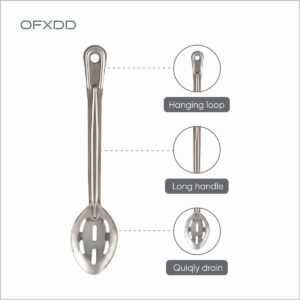 Slotted Spoon Stainless Steel - Slotted Serving Spoons with Holes for Draining - Perforated Spoon Metal with Long Handle for Strain Food, 3 Pcs