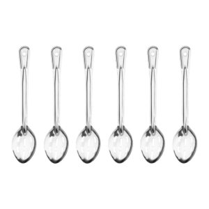 slotted serving spoon - large spoon with holes for draining - perforated spoon of stainless steel with long handle for strain food, 6 pcs