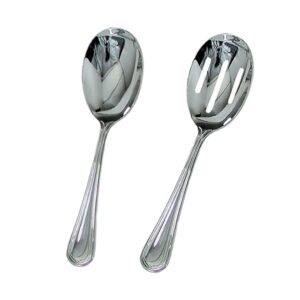 stainless steel solid and slotted banquet serving spoon set - 11 1/4" inch