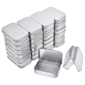 aybloom metal rectangular empty hinged tins - 30 pack silver mini portable box containers small storage kit & home organizer