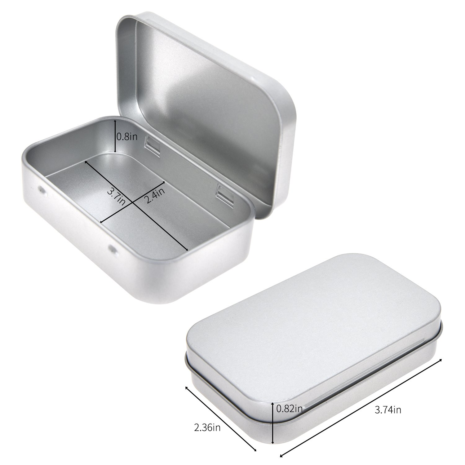 Aybloom Metal Rectangular Empty Hinged Tins - 30 Pack Silver Mini Portable Box Containers Small Storage Kit & Home Organizer