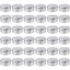 moretoes 36pcs tin, 4oz metal round tins, aluminum empty candle tins with screw lid for salve, spices or candles