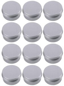 hulless 0.5 ounce aluminum tin jar refillable containers 15 ml aluminum screw lid round tin container bottle for cosmetic,lip balm, cream, 12 pack.