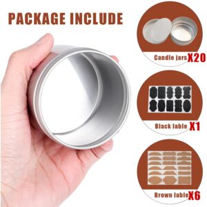 LIYAR 3oz Tins Aluminum Tin Can 20 Pack Metal Tin Salve Tins 3 oz Tins with Lids Refillable Containers With Screw Top and Labels for Salve,Candle,Spices or Balms(Silver)