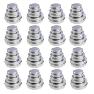 ljy 48 pieces round aluminum cans screw lid metal tins jars empty slip slide containers (mixed sizes)