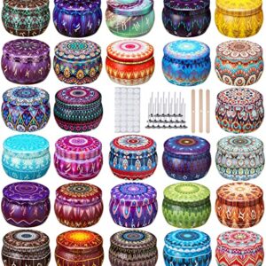 Ahyiyou DIY Zodiac Candle Tins 4.4oz 28 Pieces 28 Color, Round Containers with Lids, Candle Wicks, Wicks Holder, Wicks Stickers for Candle Making, Arts & Crafts, Storage & More