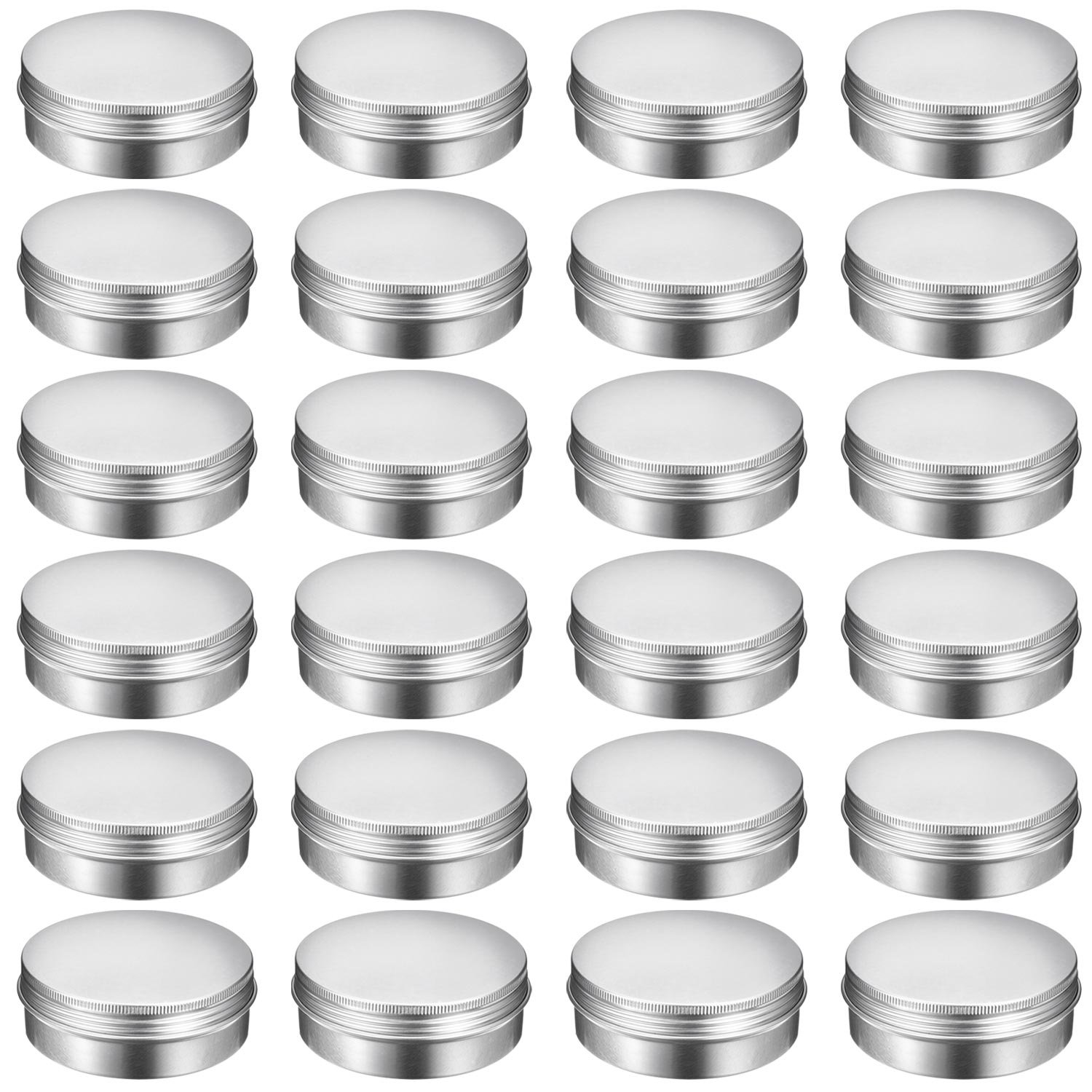 TecUnite 4 oz Aluminum Screw Top Round Steel Cans Aluminum Tin Cans with Screw Lid Screw Lid Containers, 24 Pack