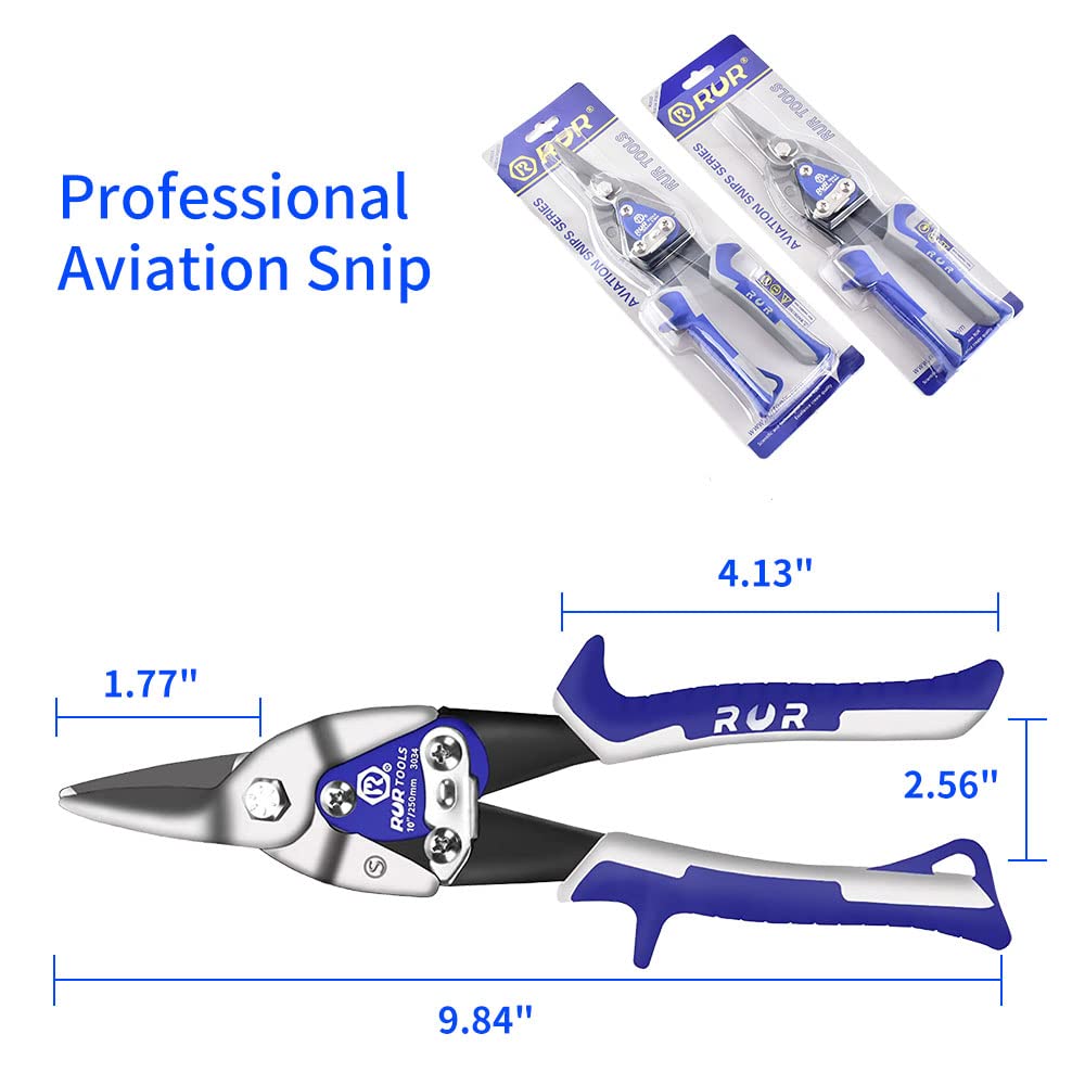 10" Tin snips for Cutting Metal Sheet - Aviation Snips Straight Cut With CR-V Blade&Non-Slip Handel,Max 1.2mm Cutting Thickness,For Cutting Metal Sheet (Metal)