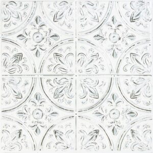 RoomMates TIL4623FLT StickTiles White Tin Peel and Stick Tile Backsplash, 10.5 inch x 10.5 inch, 4 Count (Pack of 1)