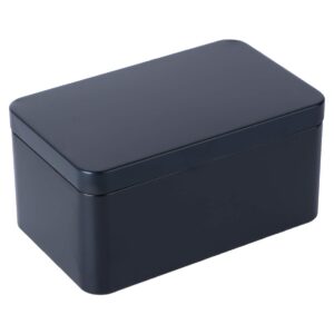 zerodeko tin box with lid, tea tin empty storage metal box decorative rectangular oragnizer box jewelry packing box cookie candy container for home office kitchen (black)