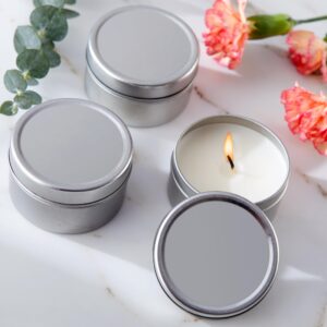 kate aspen travel size vanilla scented candle tins with lids (set of 12), bridal shower favors, wedding favors, bridesmaid gifts,silver,12 pcs