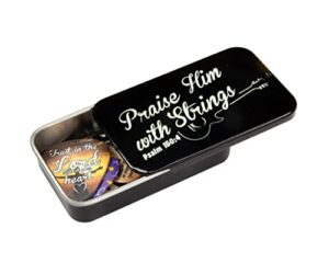 christian guitar pick tin with 6 celluloid guitar picks