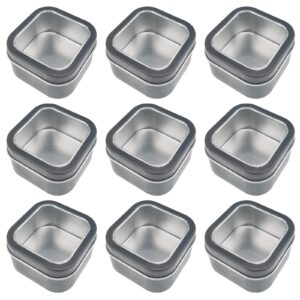 9-pack 4oz empty square metal tins with clear window for candle making, candies, gifts & treasures, black