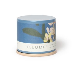 illume beautifully done essentials citrus crush demi vanity tin scented candle, 3 ounce