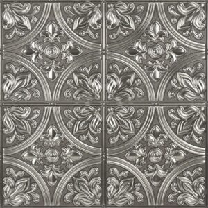 inhome nh2986 chelsea ssilver peel & stick tin tiles, metallic