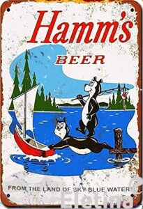 eletina metal tin signs vintage 1956 hamms beer bears fishing reproduction sign 7.8x11.8 inch wall plaque retro club pub bar poster