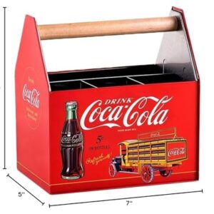 The Tin Box Company Coca Cola Tin Utensil Caddy with Handle, red